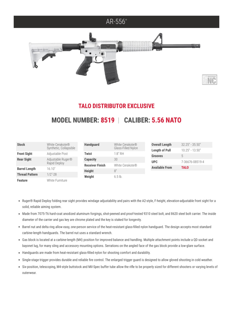 Ruger® AR-556® Standard Autoloading Rifle Model 8519 | PDF | Gun Barrel ...