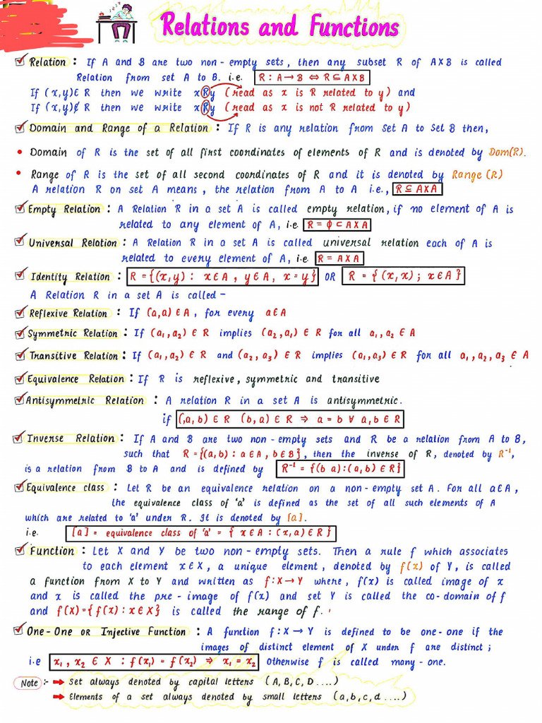 Maths Class 12 Printable Formula Sheet 565 | PDF