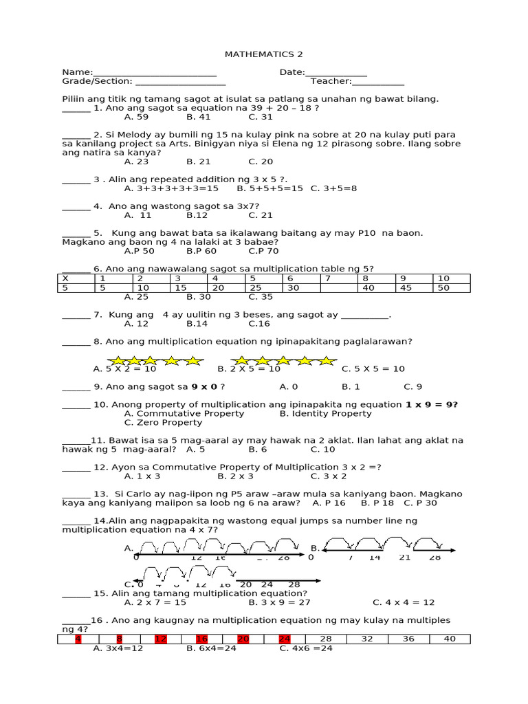 PT - Mathematics 2 - Q2 | PDF