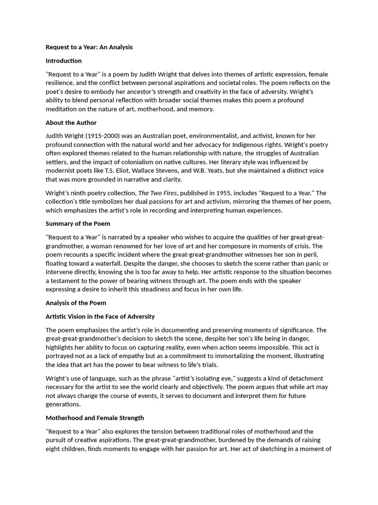 Request to a Year | PDF | Poetry | Psychological Resilience