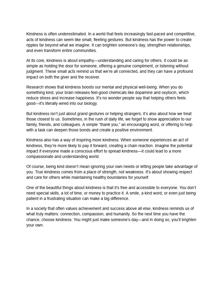 Treating Others With Kindness. | PDF