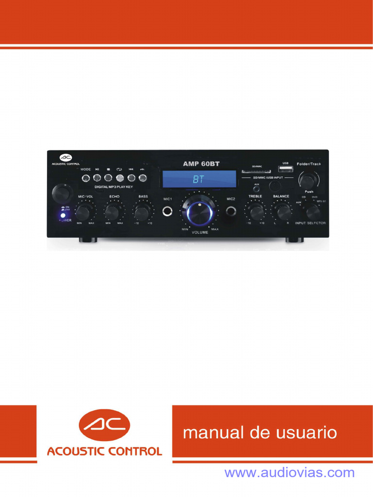 Guía de Uso del Amplificador AMP 60 BT | PDF | Micrófono | Altoparlante