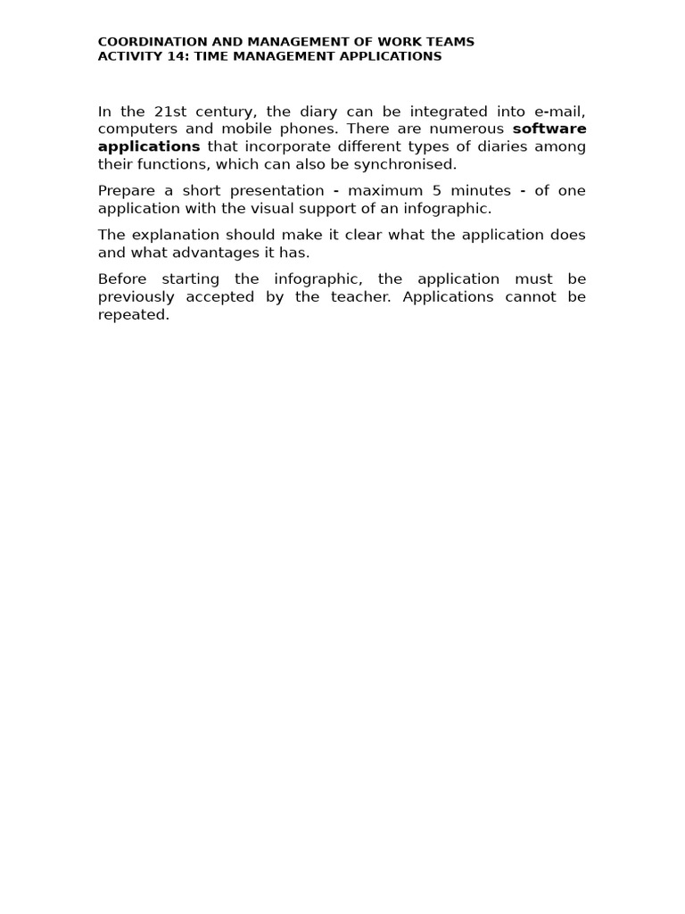 Activity 14 Time Management Applications | PDF