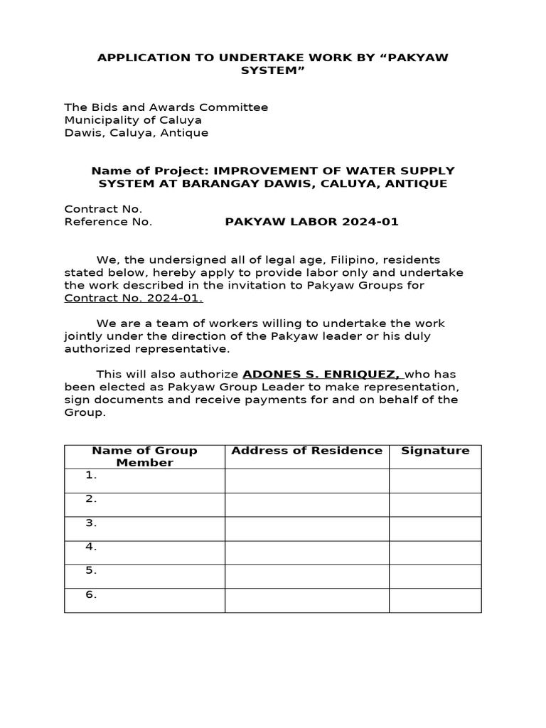 Application To Undertake Work by | PDF