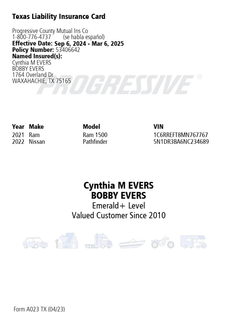 Texas Liability Insurance Card Details | PDF | Insurance | Liability ...