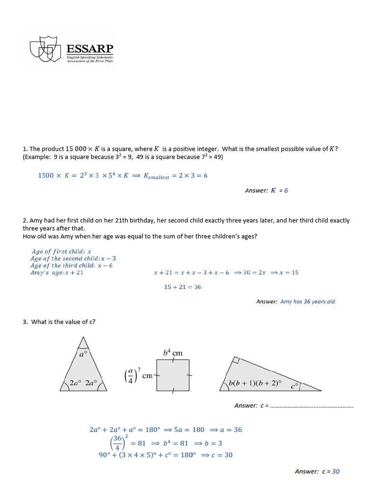 2022 ESSARP Maths Competition Questions | PDF | Number Theory ...