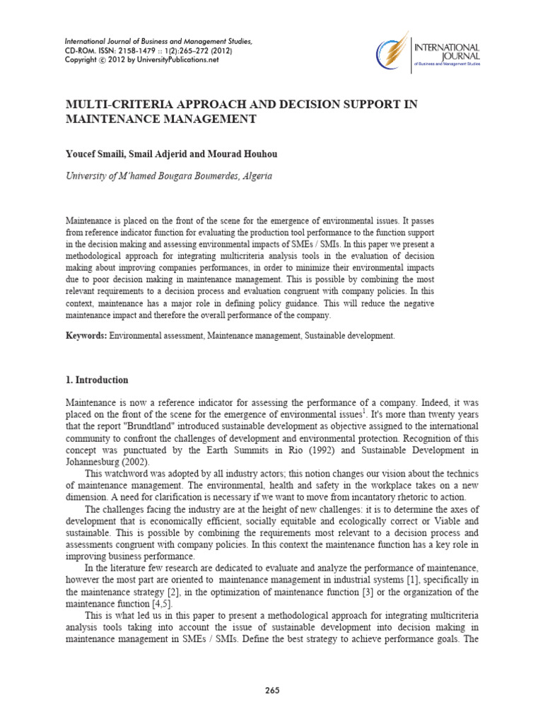 Multi Criteria Approach and Decision Sup | PDF | Risk | Reliability Engineering