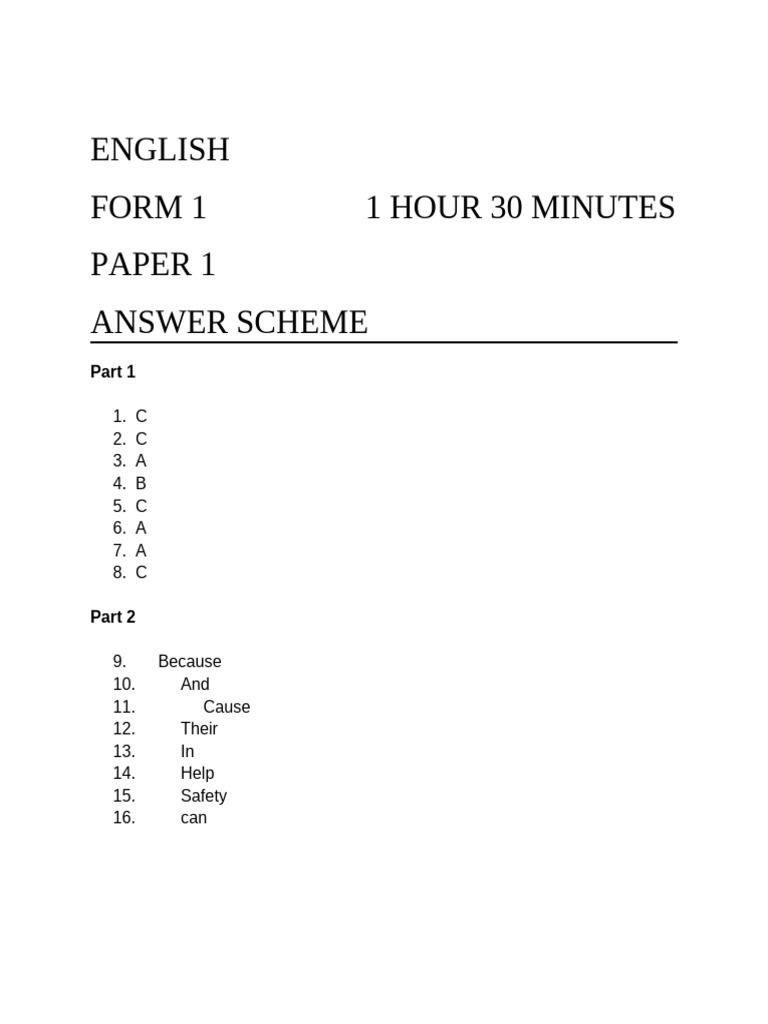 Eng Final P1 F1 Ans | PDF