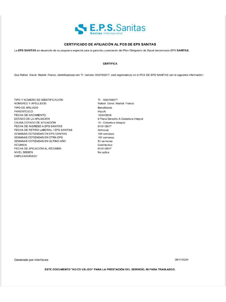 Certificado Eps | PDF