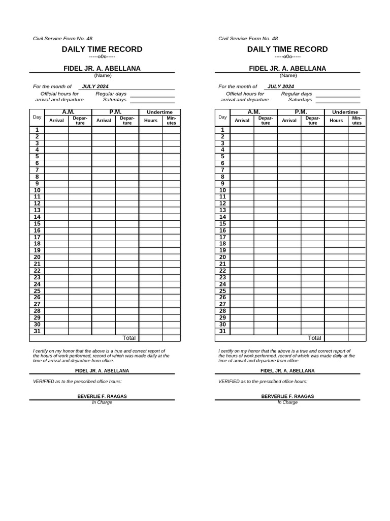 Appendix 24 - Daily Time Record (DTR) | PDF