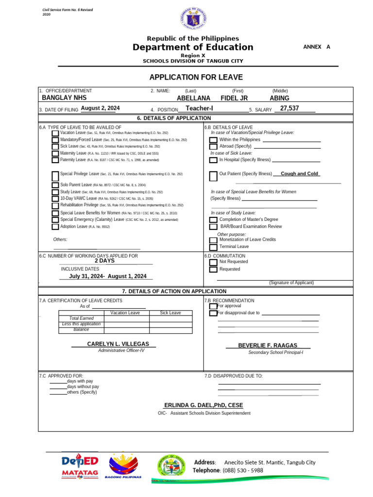 FORM-6-2024 (1) | PDF | Parental Leave | Surgery