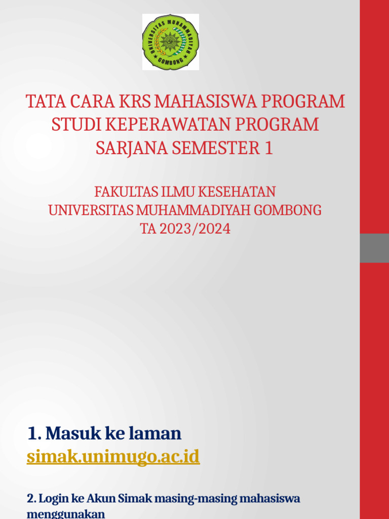 Tata Cara Krs Mahasiswa Program Studi Keperawatan s1 Kep Reg A | PDF