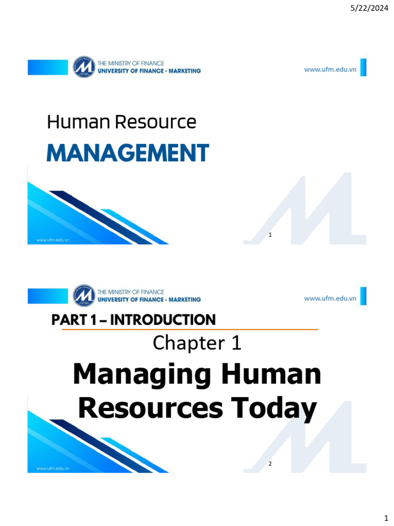 HRM - Chap1 - Pham Tran Khoa | PDF | Human Resource Management | Human Resources