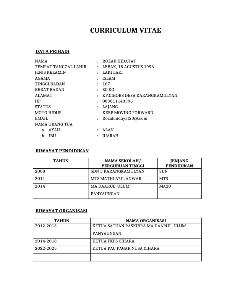 Contoh Format CV | PDF