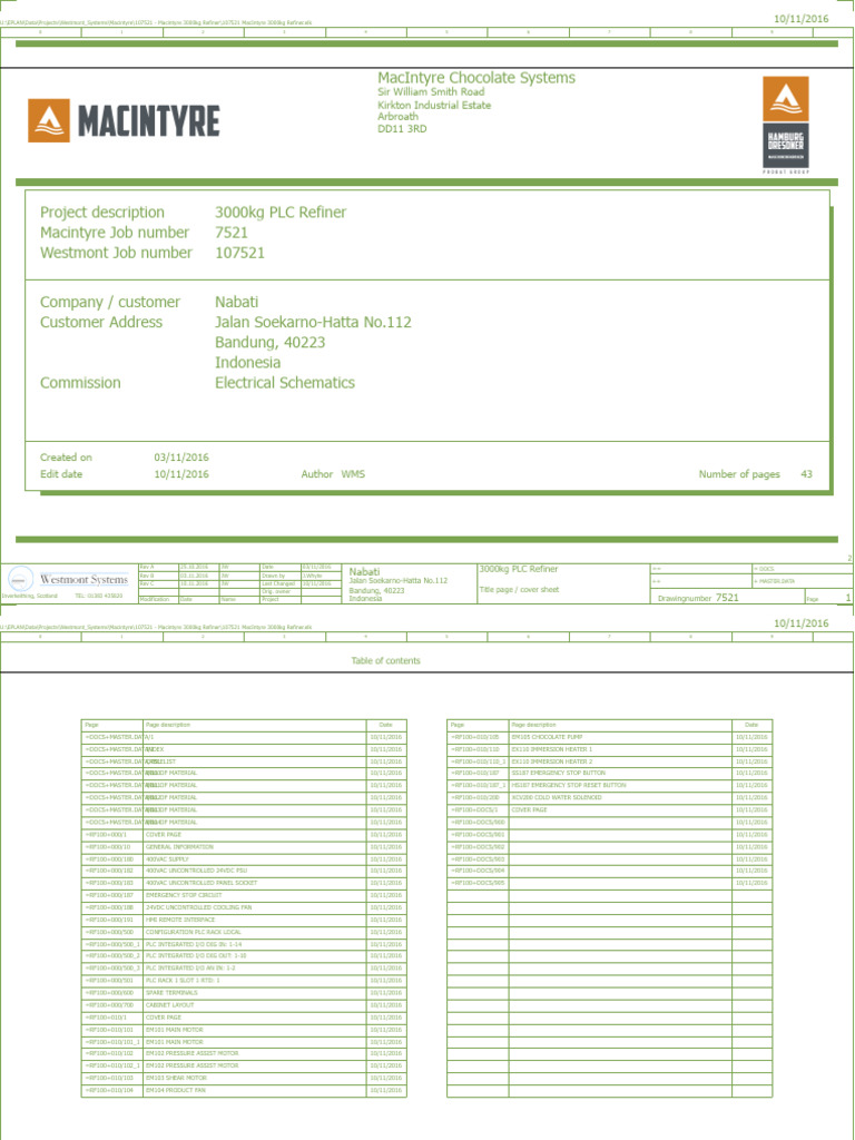 107521 MacIntyre 3000kg Refiner [Rev C](10.11.2016) | PDF | Electrical ...
