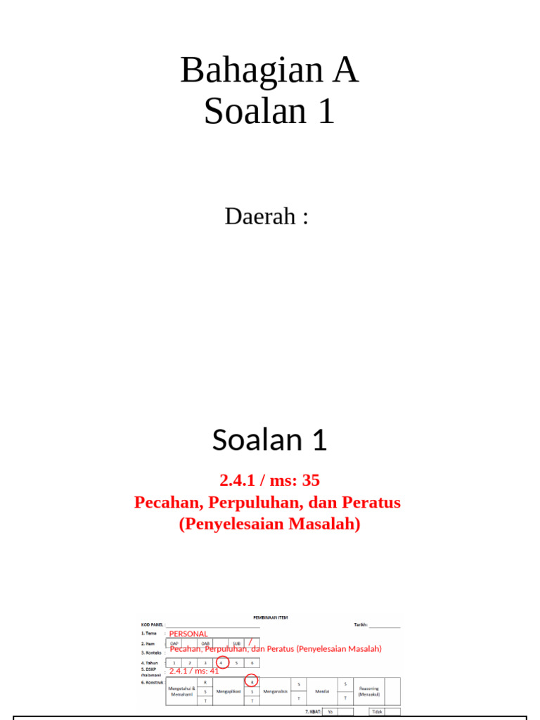 Jsi Daerah Bahagian A | PDF