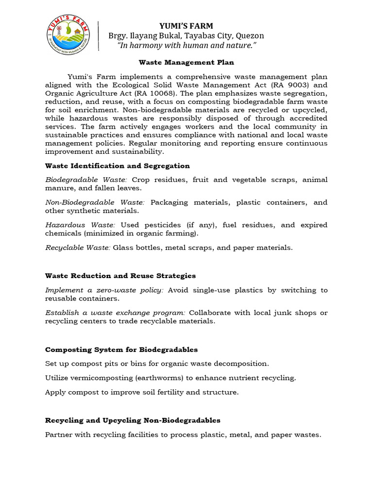 MRM - Waste Management Plan | PDF | Waste Management | Waste