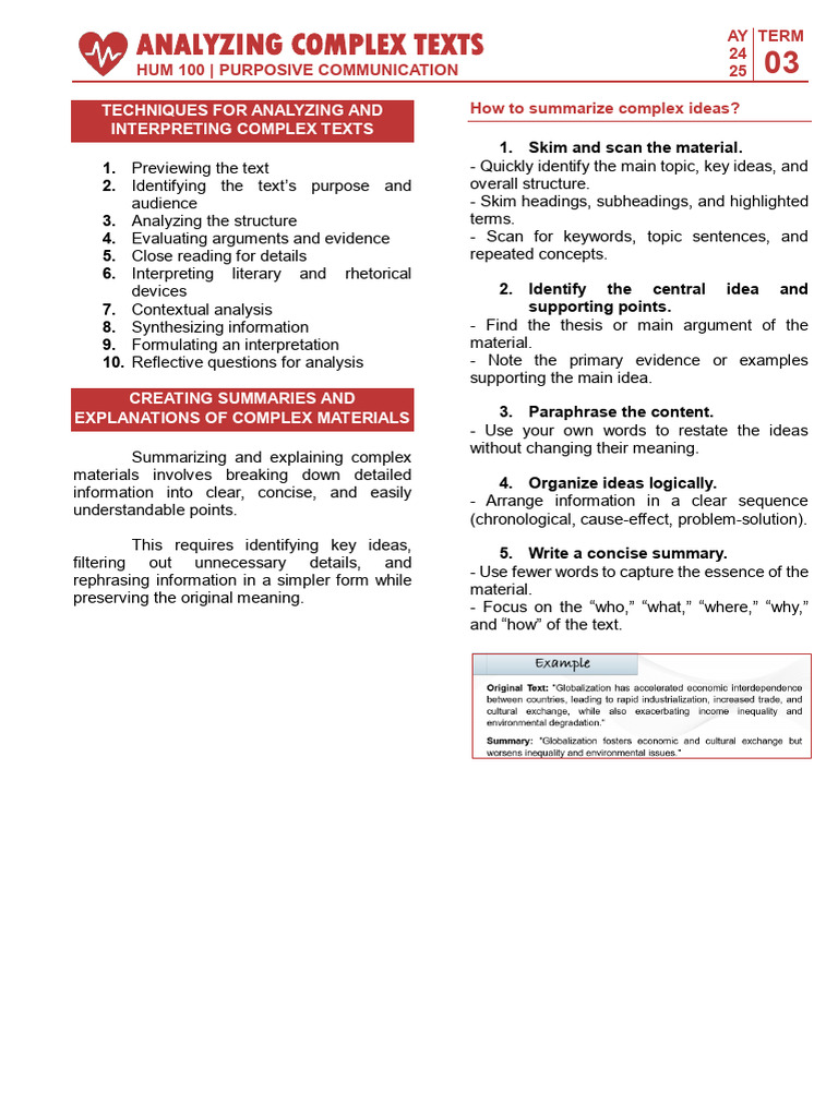 Techniques for Analyzing Texts | PDF | Information | Cognition