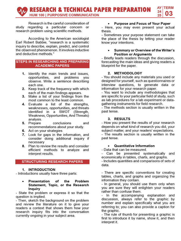 Hum T3 L3 Research and Technical Paper Preparation | PDF | Methodology ...