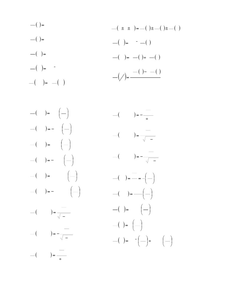 Formulas Generales de Derivacion.: DX DV V Arc DX D | PDF | Sustracción | Matemáticas