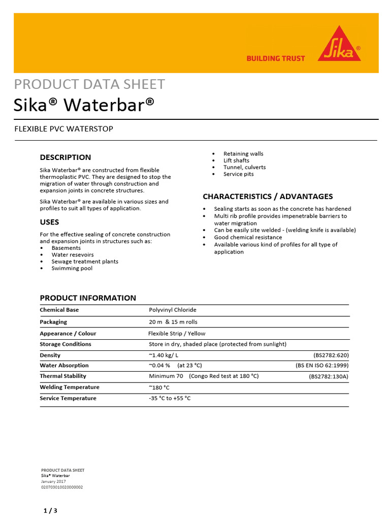 sika-waterbars_pds-en | PDF | Concrete | Welding