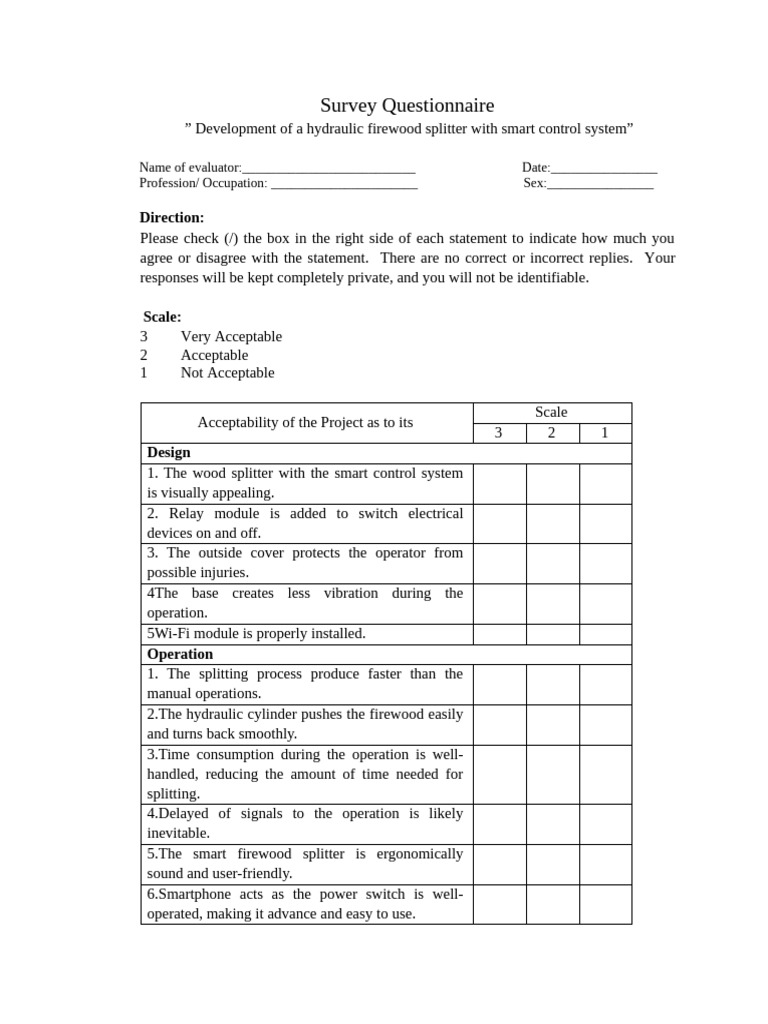 Survey Questionnaire | PDF