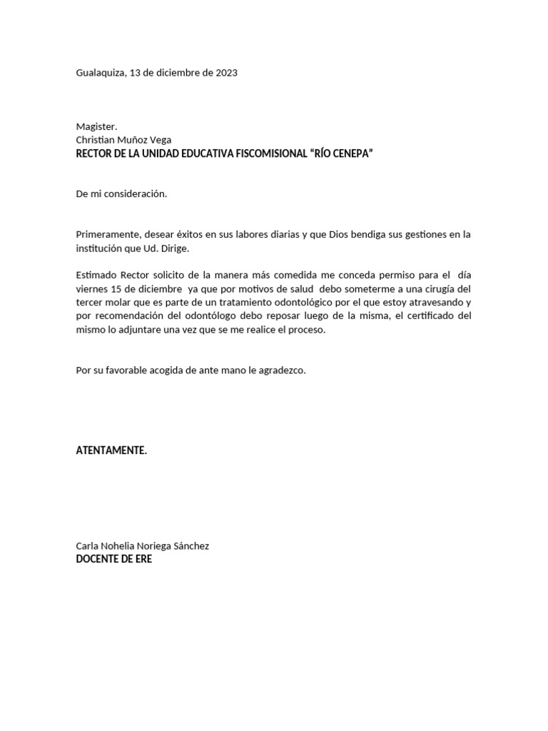 Oficio Permiso Rector | PDF