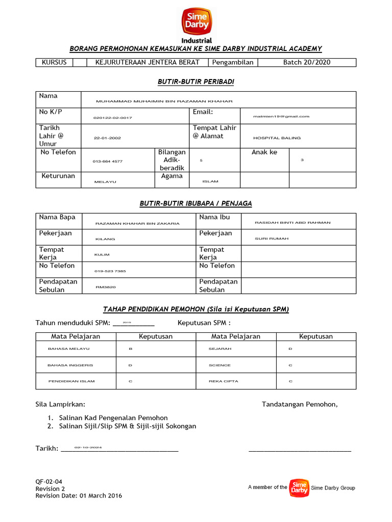 Borang Sdia-Borang Permohonan | PDF