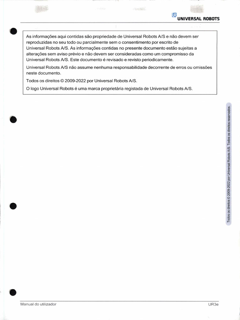 Universal Robots E-Series Manual Do Utilizador UR3e | PDF