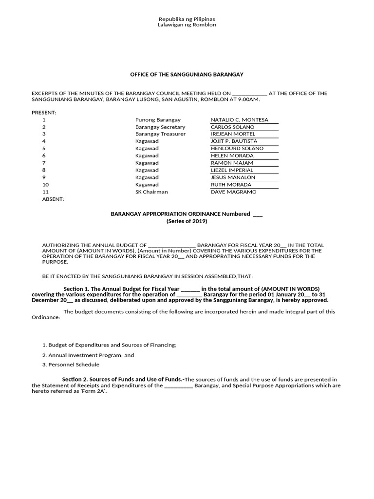 Barangay Lusong Annual Budget 2025 | PDF | Expense | Budget