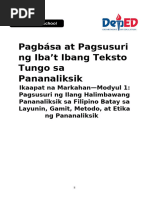 Pamamaraan NG Pagsusuri NG Datos | PDF