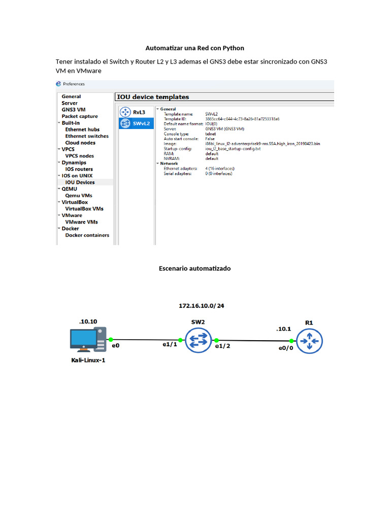 Automatización de Red con Python y GNS3 | PDF