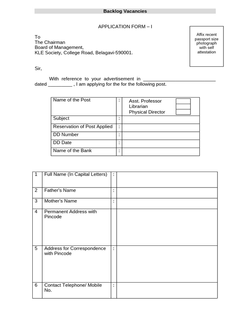 Application Form I (2) | PDF