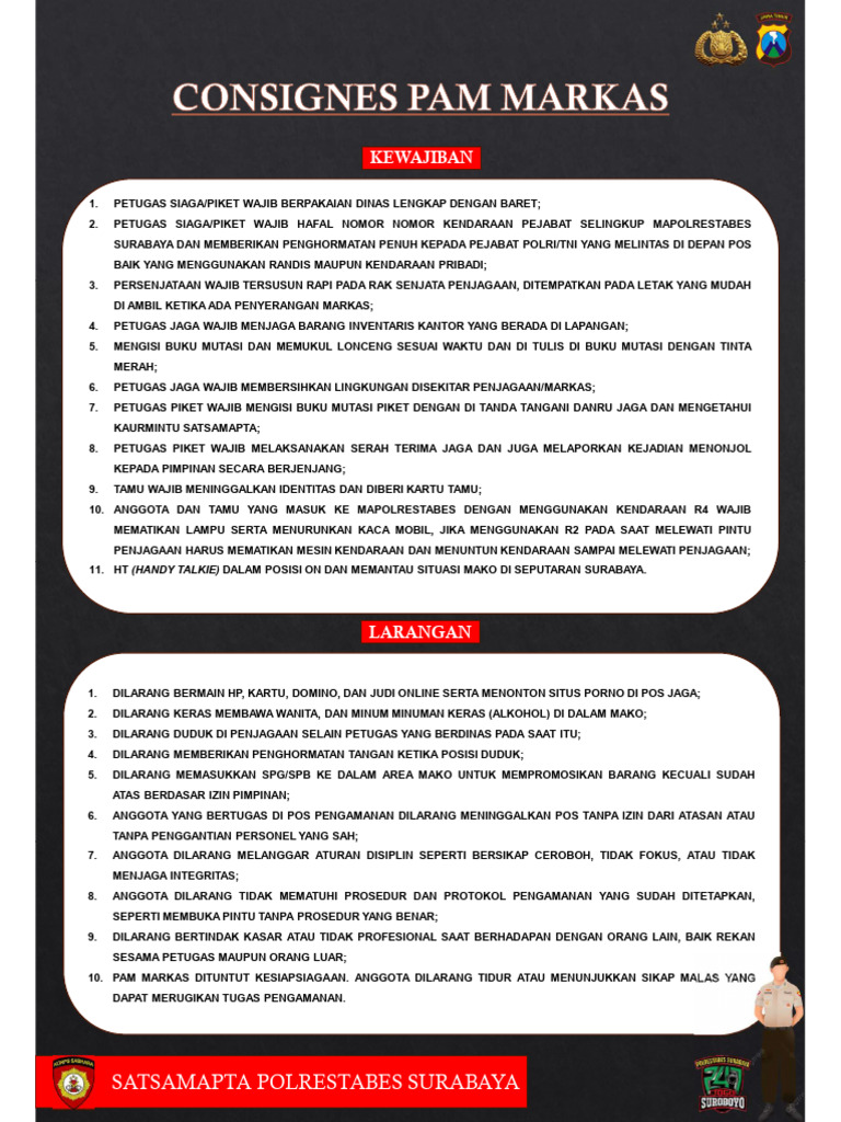 Consignes Pam Markas Untuk Di Print | PDF