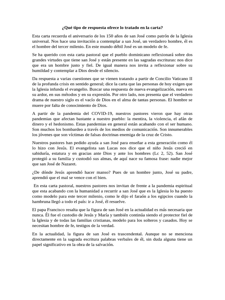 Carta Pastoral de San Jose | PDF | San José | Jesús
