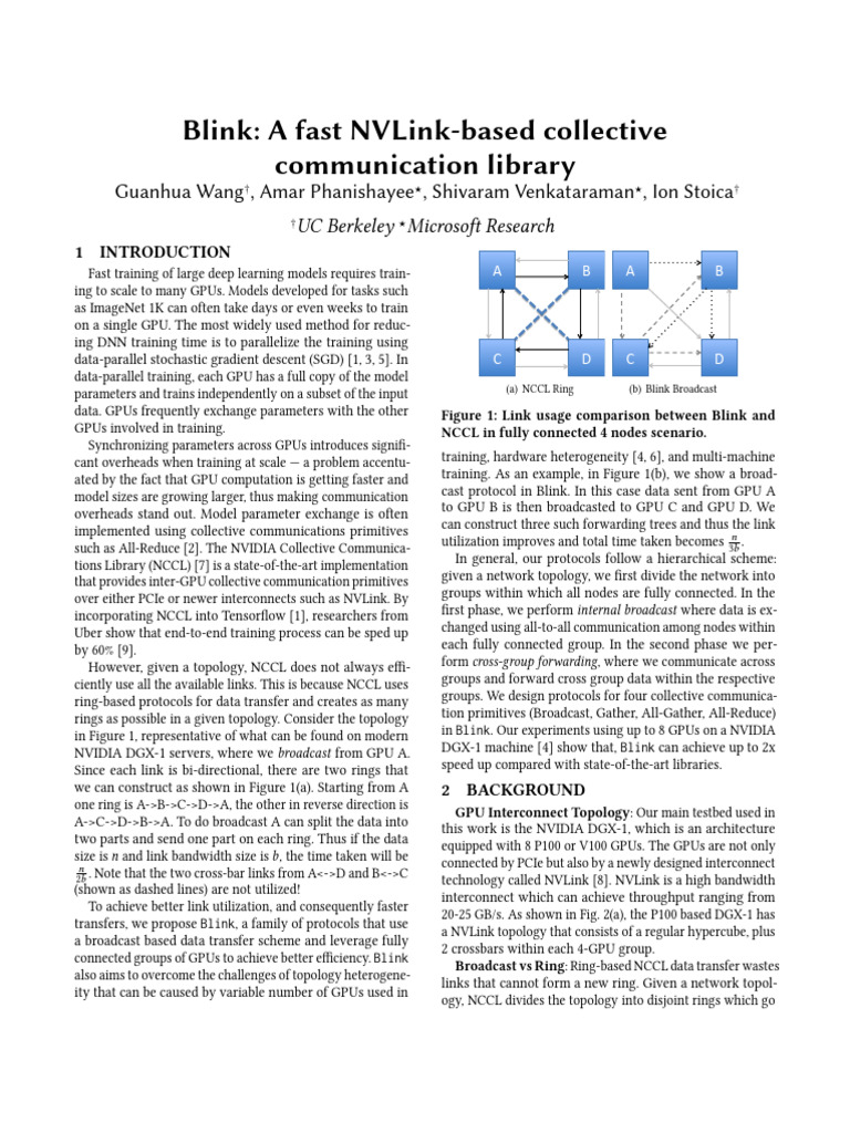 Blink A fast NVLink-based collective communication library | PDF ...