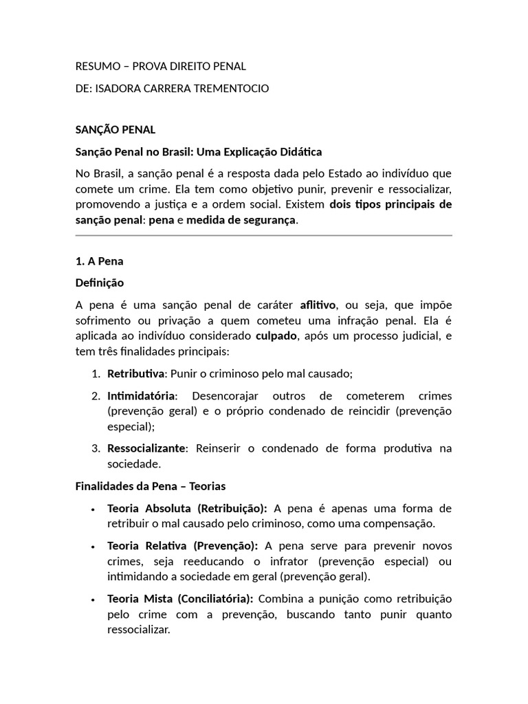 Resumo Direito Prova Do Segundo Bimestre | PDF | Crimes | Crime e Violência