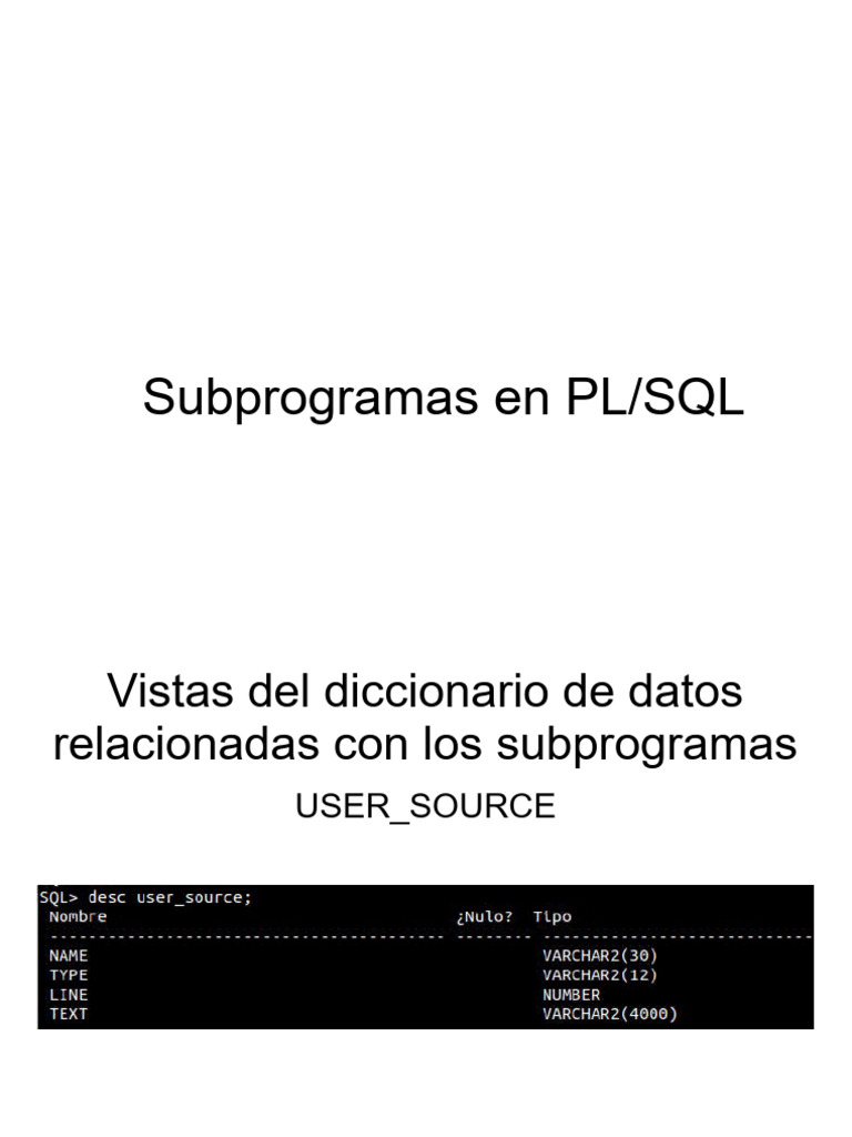 Subprogramas en PL/SQL: Guía Completa | PDF