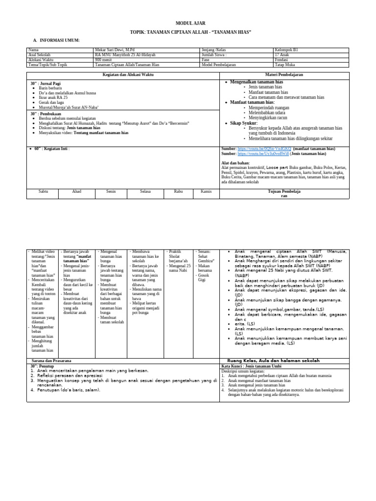 15. MODUL AJAR-TANAMAN HIAS | PDF