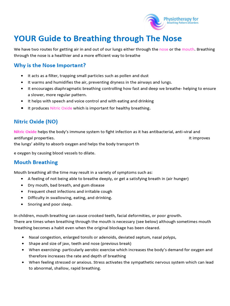 Nose Breathing Benefits Guide | PDF | Human Nose | Breathing
