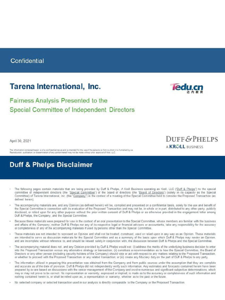 19 IBD Presentation 2021 Tarena International Inc. Duff Phelps | PDF