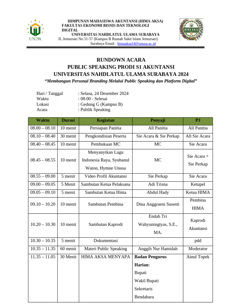 Rundown Public Speaking New | PDF