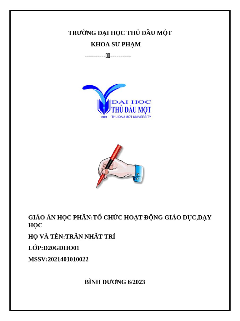 TRẦN NHẤT TRÍ-022-BÀI TẬP TỔNG HỢP KẾT THÚC HỌC PHẦN TỔ CHỨC HOẠT ĐỘNG DẠY HỌC,GIÁO DỤC | PDF