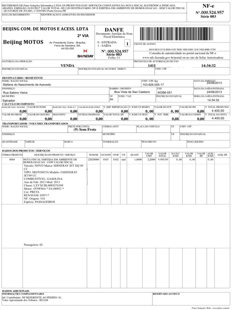 NOTA 01 Stefane Do Nascimento de Azevedo | PDF