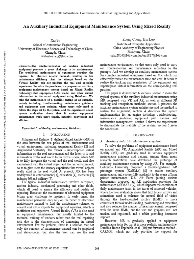 Mixed Reality for Industrial Maintenance | PDF | Augmented Reality | Virtual Reality