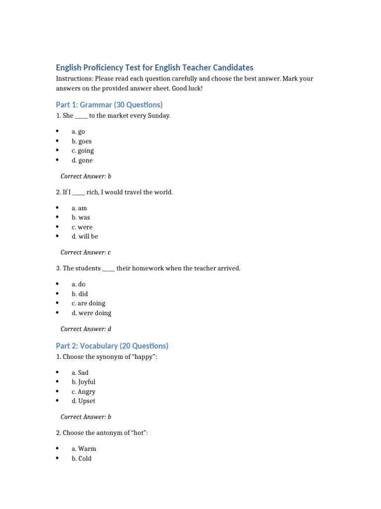 English Proficiency Test | PDF