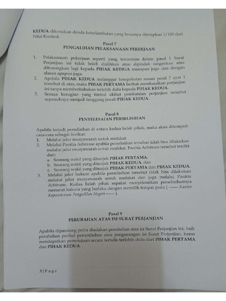 Surat Perjanjian Kontrak MKN | PDF
