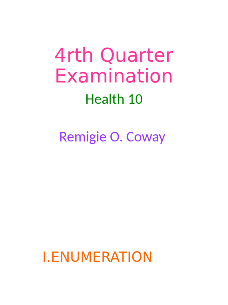 4rth Quarter Examination. | PDF | Health Professional | Paramedic