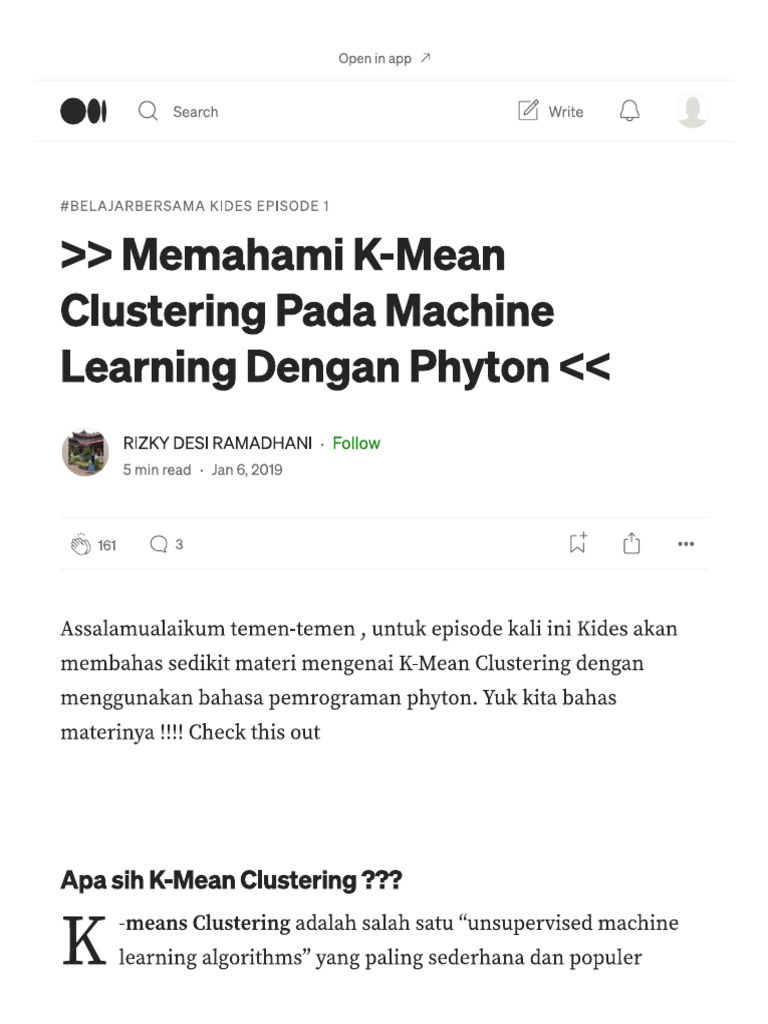 Intro to Machine Learning - Clustering_K-Means (Bahasa) | PDF