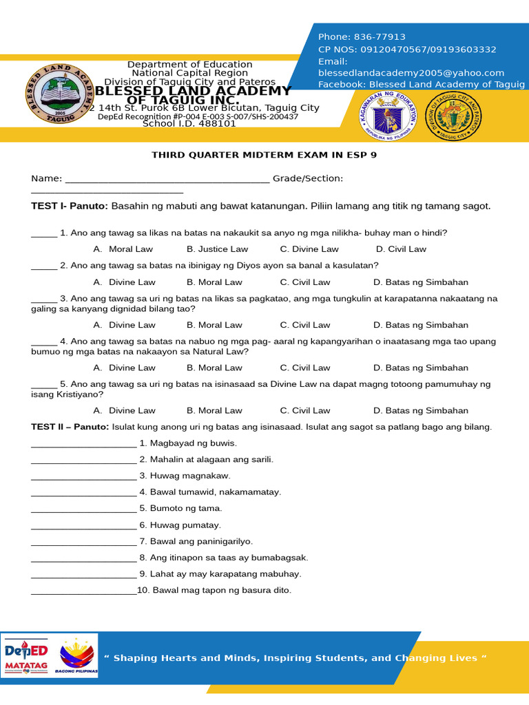 THIRD Grade 9 ESP - Copy - Copy - Copy - 034828 | PDF